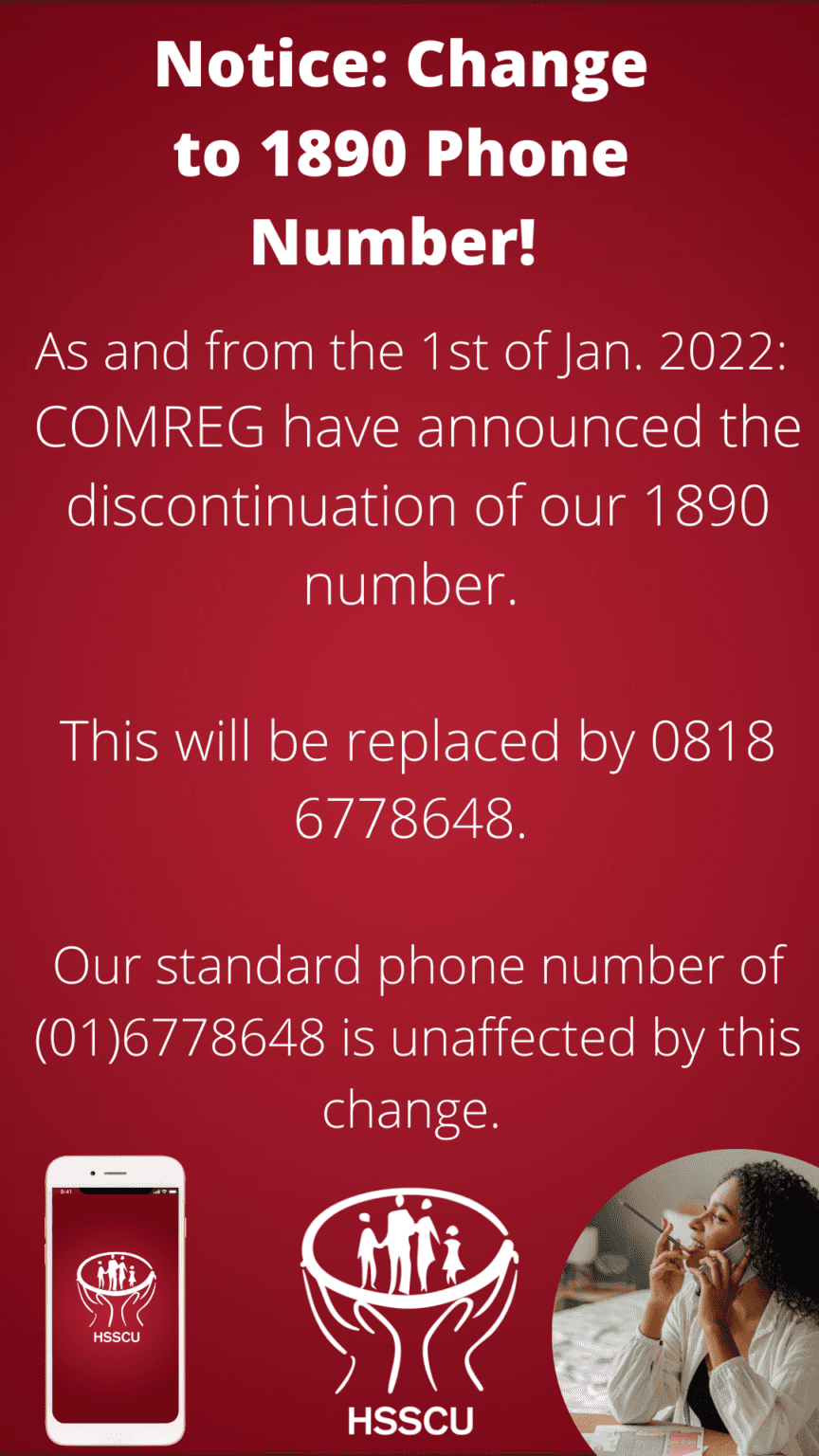 Notice: Change to 1890 Phone Number – HSSCU